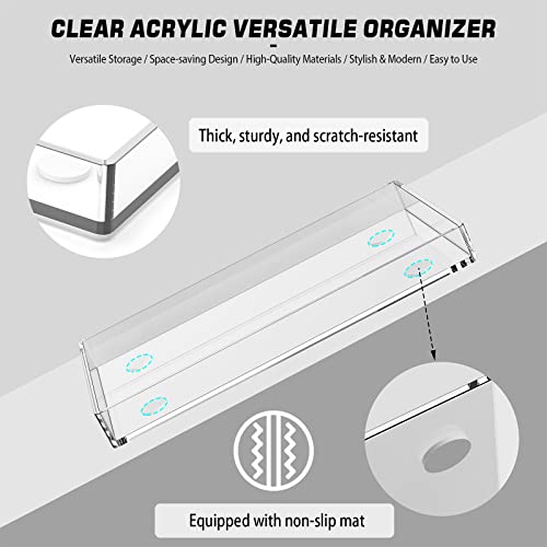 HeyMoonTong Vanity Bathroom Tray for Counter - Large Clear Acrylic Versatile Organizer for Toiletries, Cosmetics, Perfume, Candle, Tissues and Other Small Items