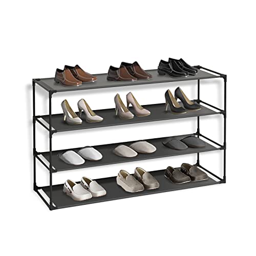 JERRY & MAGGIE 39 Shoes Wide Shelf, Simple Trending 4 Tier Stackable Shoe Rack for Garage, Shoe Rack for Entrance Small Space for Dorm Shoe Racks, Over Door Shoe Rack, Kitchen Storage Shelves Solution