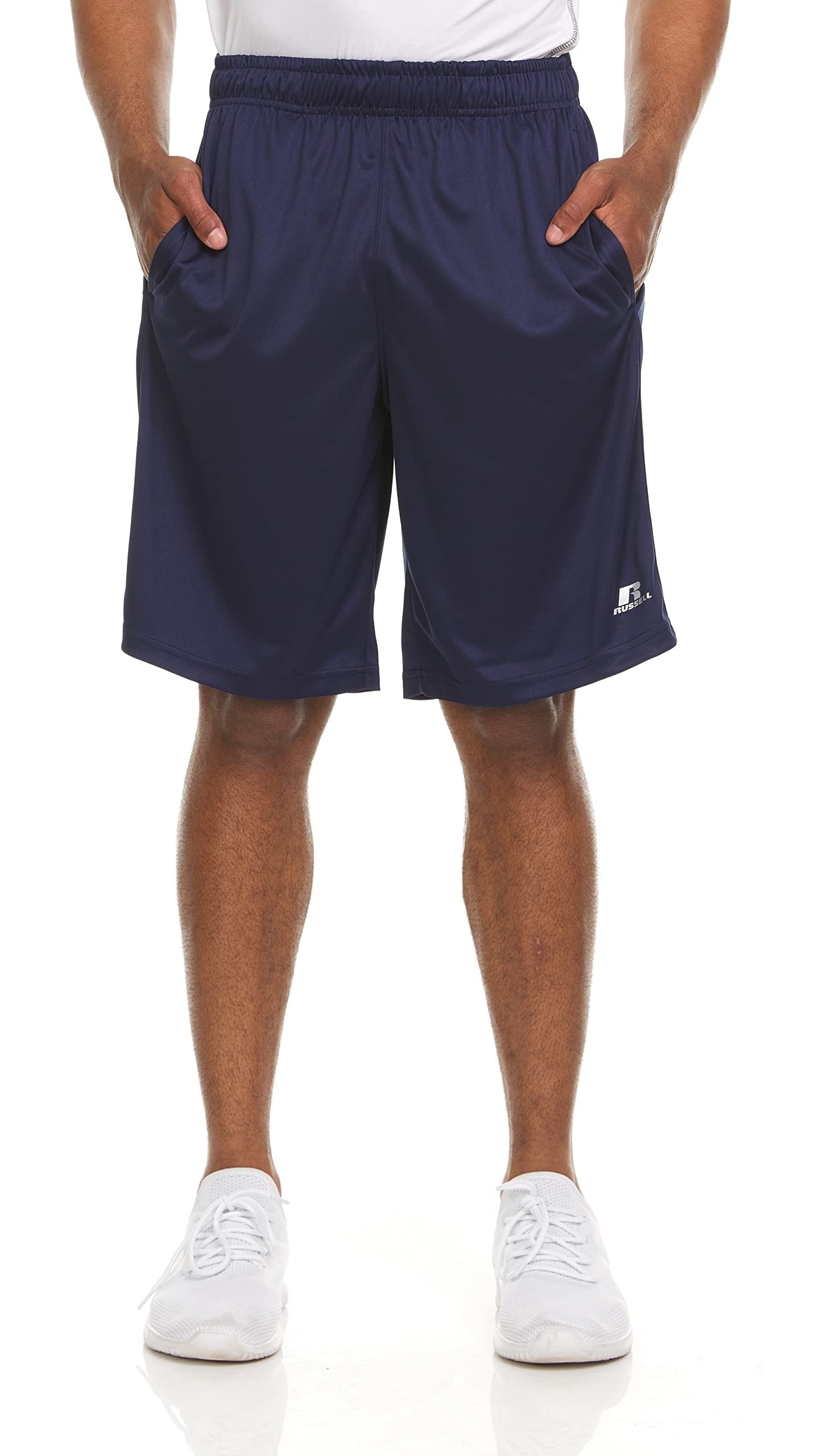 Russell Athletic Mens Performance Athletic Running Shorts Quick Dry Training Workout Shorts with Pockets and Elastic Waistband Activewear 10" Lightweight, Dark Navy, Medium