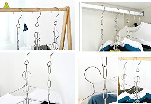 Falytemow Stainless Steel Space Saving Hanger Chains Magic Hangers Closet Space Saver Hanger Organizer Cascading Hangers Gain 80% More Space Set of 4