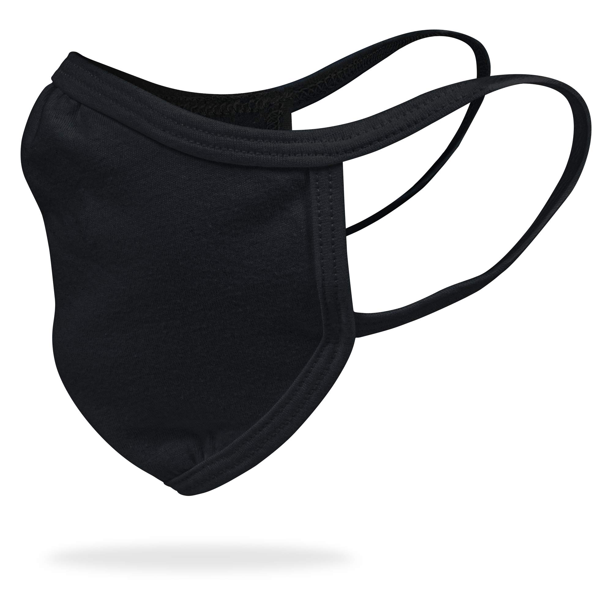 Gildan Adult Reusable Everyday 2-Layer Cotton Face Mask, Black (24 Pack), Adult: 5.75" x 8" (7" ear loops)