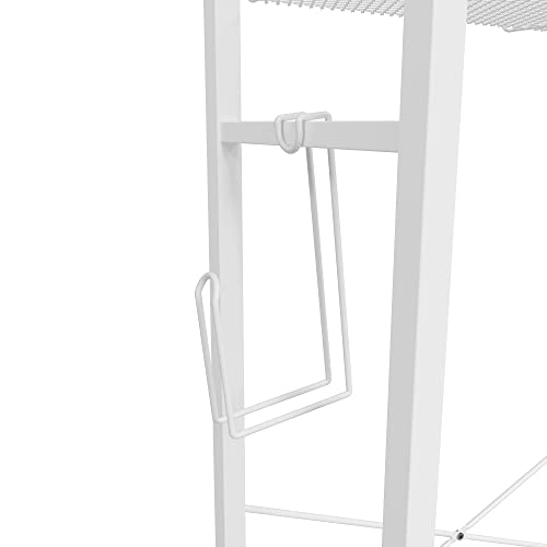 HOME BI Over The Toilet Storage Shelf ,Bathroom Organizer Over The Toilet Storage 4-Tier ,Wooden freestanding Toilet Shelf for Space Storage Toilet with Hooks (White Oak)