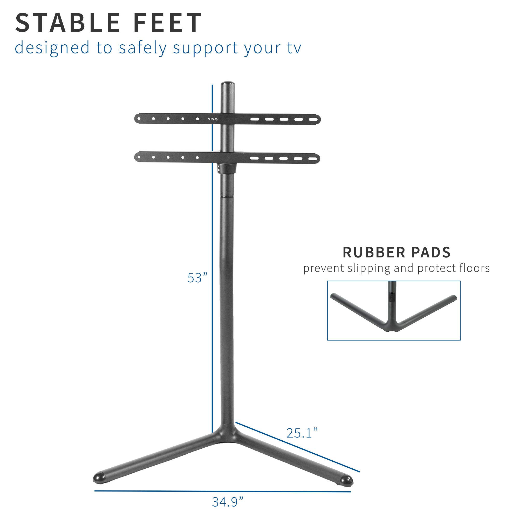 VIVO Space Saving 49 to 70 inch LED LCD Studio TV Display Stand, Television Mount with V-Base, Holds VESA up to 600x400, Black STAND-TV70B