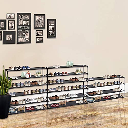 JERRY & MAGGIE 39 Shoes Wide Shelf, Simple Trending 4 Tier Stackable Shoe Rack for Garage, Shoe Rack for Entrance Small Space for Dorm Shoe Racks, Over Door Shoe Rack, Kitchen Storage Shelves Solution