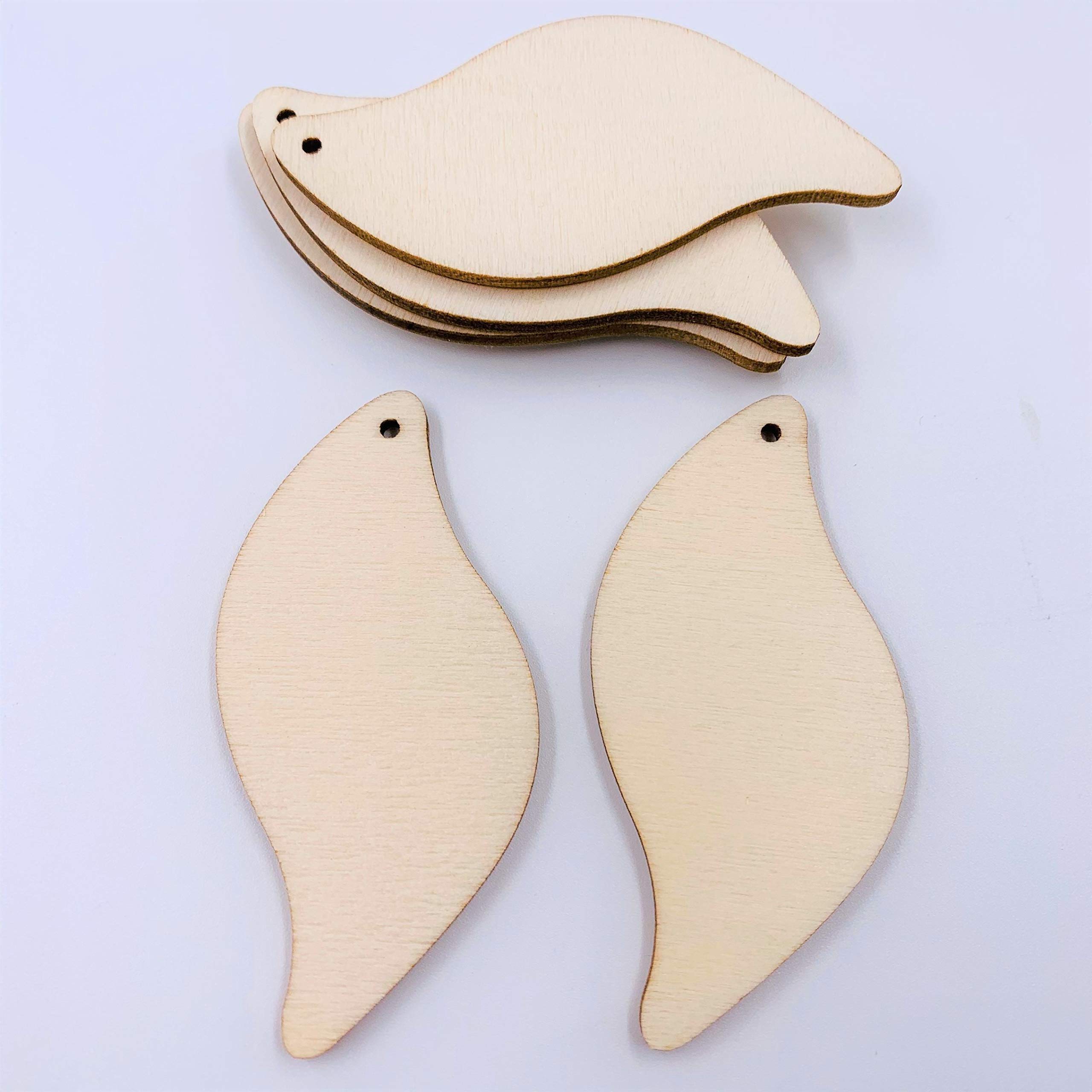 NUO RUI 30 Pieces Unfinished Wood Earring Blanks Laser Cut Pendant Jewelry Shapes