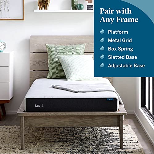 Lucid 6 Inch Memory Foam Mattress - Firm Feel - Gel Infusion - Memory Foam Infused with Bamboo Charcoal - Breathable - CertiPur Certified - Full