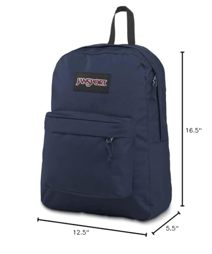 JanSport SuperBreak Plus Backpack with Padded 15-inch Laptop Sleeve and Integrated Bottle Pocket - Spacious and Durable Daypack for Work and Travel - Navy