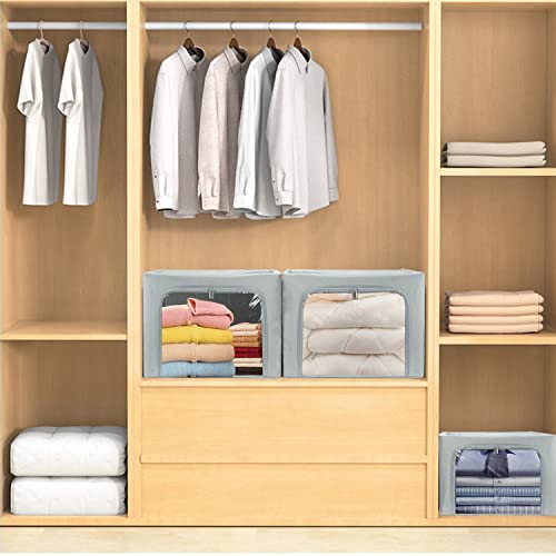 Clothes Storage Bins with Foldable Sturdy Frame and Carrying Handles,Stackable Storage Box for Closet Shelf Organizers for Seasonal Clothing,Blankets,Towel Bed Sheets,Toys Gift Others (Medium -40L x3PACK, Grey)