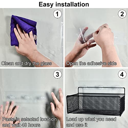 AccEncyc 6 Pack Shower Caddy Adhesive Replacement Heavy Duty Strong Sticky Hooks for Bathroom Shower Caddy Corner Shelf Clear - 2 Pack Three-Hook Adhesive and 4 Pack Double-Hook Adhesive