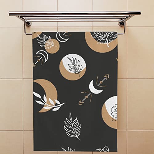 Hand Bath Towels 2 Pack Moon Leaves Magnolia Arrows Absorbent Face Fingertip Towels for Bathroom Kitchen Gym Spa Soft Hair Drying Cloth Quick Dry, 30 x 15 Inch