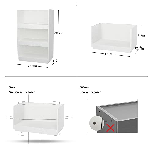 woodtalks Stackable Closet Shelves, Set of 3 1-Tier Shelf, Multi-Purpose Storage Closet Organizers, Open Dressers for Bedroom, Clothing Storage, Freestanding Storage Shelves, White Oak