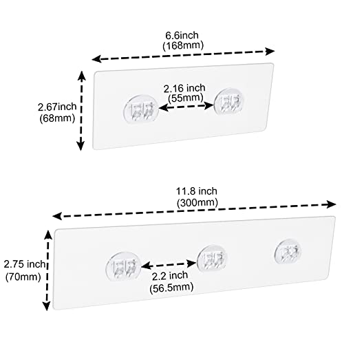 AccEncyc 6 Pack Shower Caddy Adhesive Replacement Heavy Duty Strong Sticky Hooks for Bathroom Shower Caddy Corner Shelf Clear - 2 Pack Three-Hook Adhesive and 4 Pack Double-Hook Adhesive