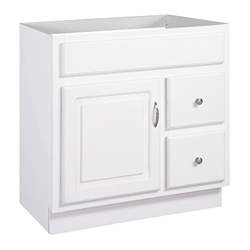 Design House Concord 30 Inch Bathroom Vanity, Ready to Assemble, Solid Wood, White, 587014