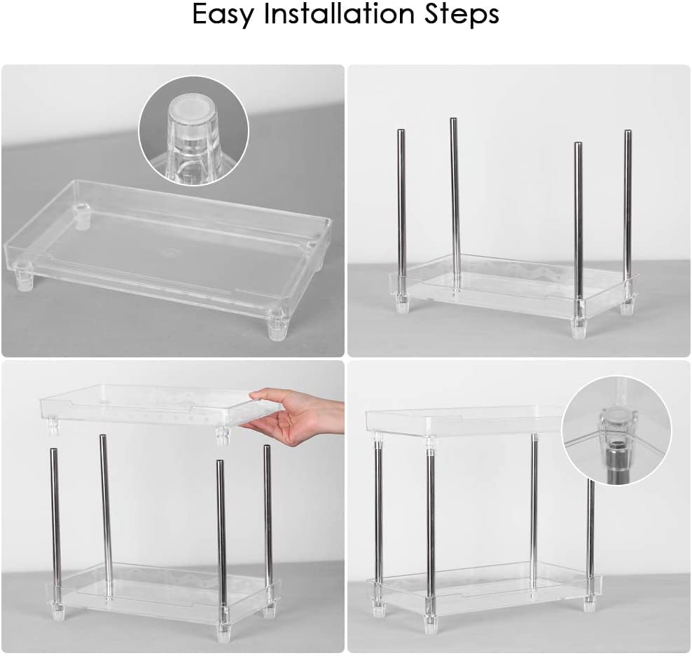 SANTREST Acrylic Organizer Multi-Functional Vanity Tray Corner Shelf for Makeup Cosmetic Shower Racks 3 Tiers