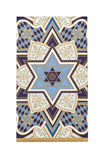 Design Design Passover Seder Decorative Paper Hand Towels for Bathroom Guest Towels Disposable, Use for Hanukkah Party Napkins Jewish Holidays, Bar Mitzvah Blue Judaica Pak 30