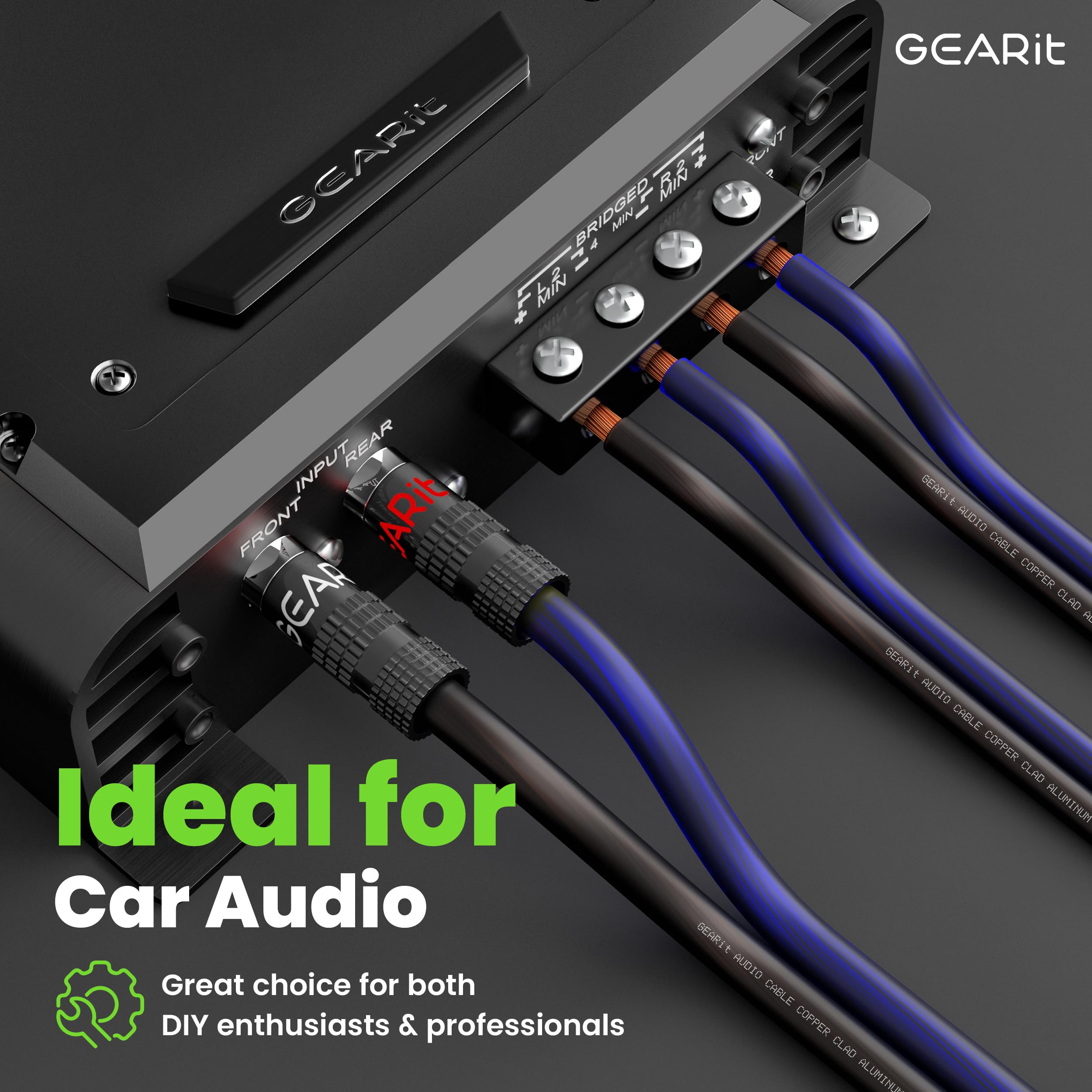 GearIT Pro Series 12 Gauge (2 x 4mm²) Speaker Wire Cable (30.4 Meters / 100 Feet/Black Blue) CCA HiFi Audio Speaker Cable Great Use for Car Audio and Home Theater Surround Sound Systems