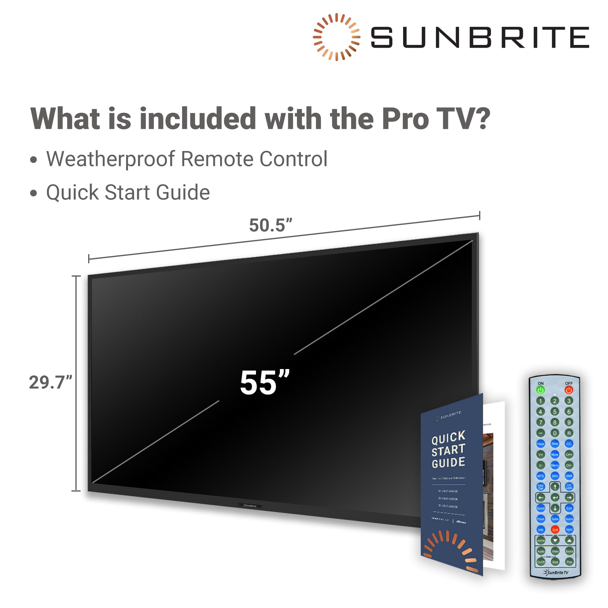 SunBrite 55-inch Outdoor Television 4K with HDR - Pro 2 Series - for Full Sun SB-P2-55-4K-BL