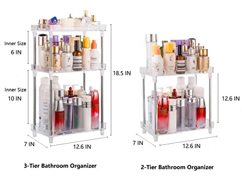 SANTREST Acrylic Organizer Multi-Functional Vanity Tray Corner Shelf for Makeup Cosmetic Shower Racks 3 Tiers