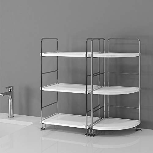 3-Tier Bathroom Countertop Storage Organizer Cosmetic Makeup Vanity Tray Kitchen Spice Rack Standing Shelf, Silver
