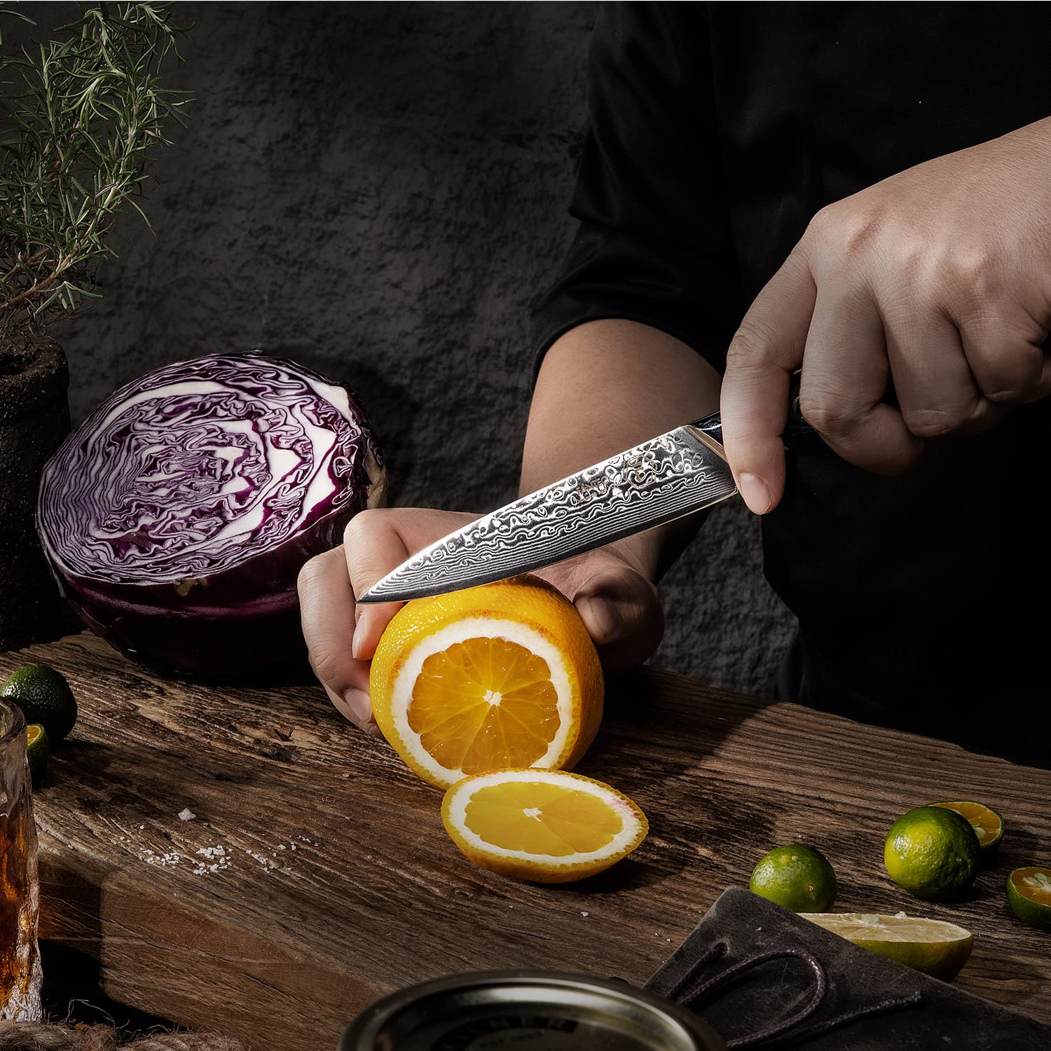FANTECK 5 Inch Utility Knife, Japanese Damascus VG10 67 Layer Kitchen Fruit Paring Chef Utility Knives -Blue G10 Handle,-Razor Sharp, Stain & Corrosion Resistant, & Awesome Edge Retention