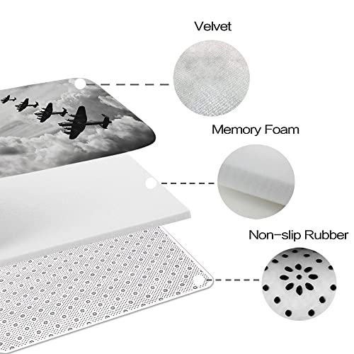 TheBlackSpot World War 2 WW2 in Color Warplane Bathroom Rugs 20 x 31 Grey Men Boys Bath Mat 16 x 24 Sets 3 Piece Memory Foam Anti Slip Absorbent Mats U-Shaped Contour Shower Mat