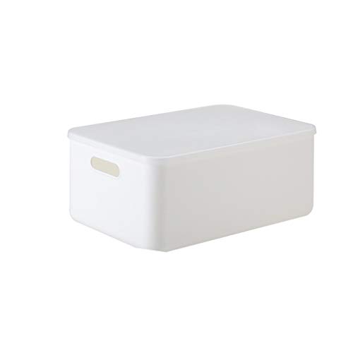 LSXLSD Desktop Storage Box with Lid Cosmetic Finishing Box Clothing Storage Box Plastic Sundry Storage Box Really Useful Storage Plastic Storage Box (Color : White, Size : D)