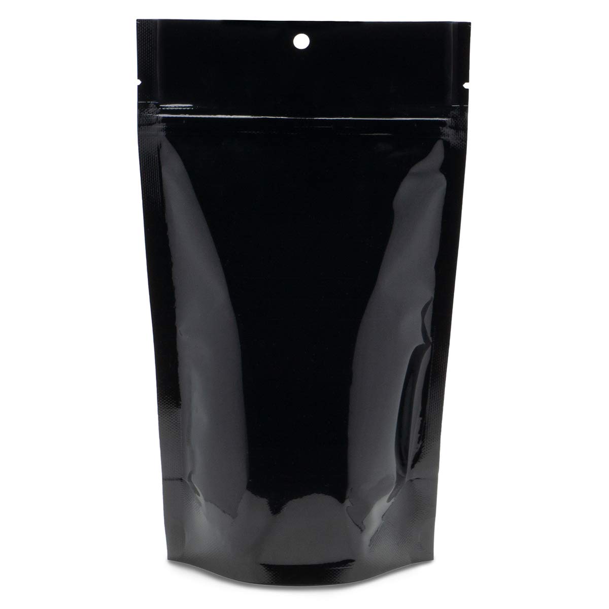 100 Pack Glossy Black Mylar Nylon 4 Mil 5" x 8.5" Stand Up Food Pouch Zip Lock Smell Proof Bags
