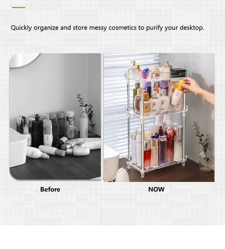 SANTREST Acrylic Organizer Multi-Functional Vanity Tray Corner Shelf for Makeup Cosmetic Shower Racks 3 Tiers