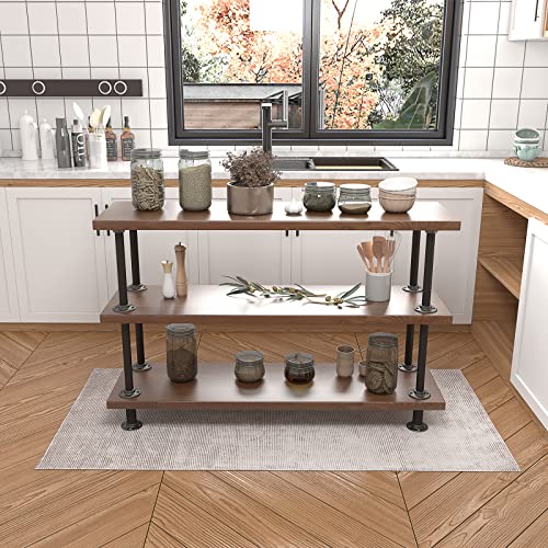 MUZIK 3-Tier Industrial Pipe Table Leg Set, Iron Pipes Base Legs Rustic Iron Pipe Shelves for Shoe Rack, Kitchen Rack, Storage Organiser, Bookcase, Wood Planks NOT Included