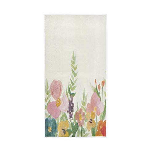 Watercolor Flower Florals Hand Towels Bathroom Towel Soft Highly Absorbent Bath Guest Towel Multifunctional Towels for Gym SPA Sports Yoga Kitchen Home Decor 16x30 Inch