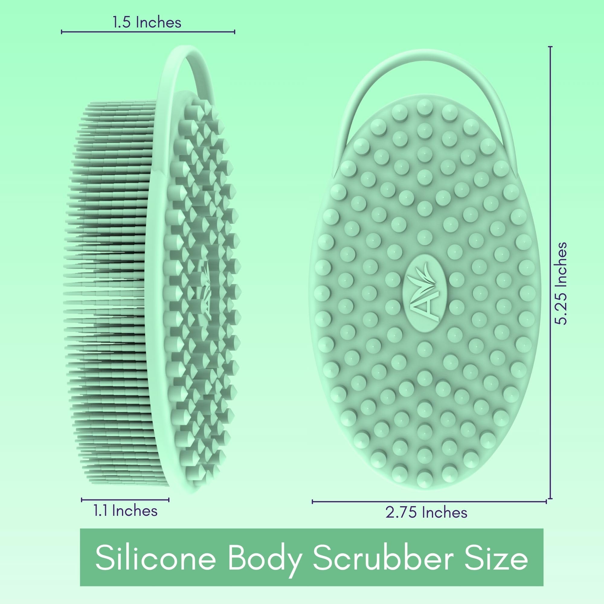 Avilana Silicone Body Scrubber – Dual-Sided Exfoliator for Men & Women, Gentle Loofah Alternative, Easy-to-Clean Silicone Shower Scrubber