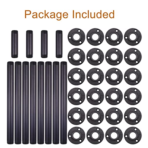MUZIK 3-Tier Industrial Pipe Table Leg Set, Iron Pipes Base Legs Rustic Iron Pipe Shelves for Shoe Rack, Kitchen Rack, Storage Organiser, Bookcase, Wood Planks NOT Included