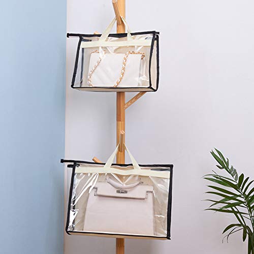 Gcroet Handbag Storage, Handbag Organizer Dust Cover Bag Transparent Anti-dust Purse Storage Bag for Hanging Closet with Zipper and Handle Space-Saving Storage Bag(5 Pack)