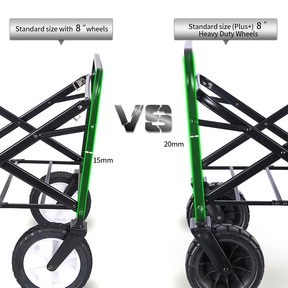 WHITSUNDAY Collapsible Folding Garden Outdoor Park Utility Wagon Picnic Camping Cart with Bearing and Brake 8" All Terrain Wheels with Rear Storage (Summer)