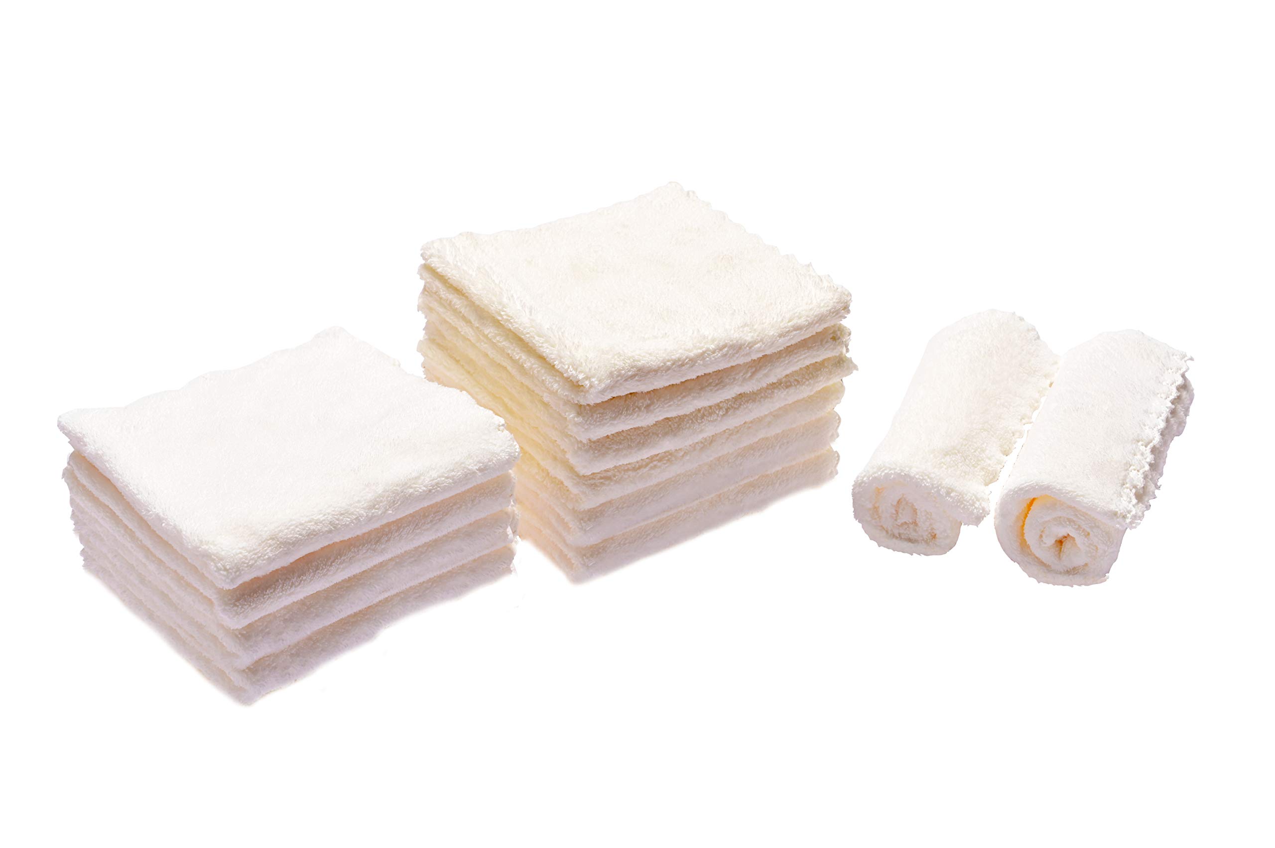 Kyapoo Baby Washcloths 12 Pack 12x12 Inches Microfiber Coral Fleece Extra Absorbent and Soft for Newborns, Infants and Toddlers-White