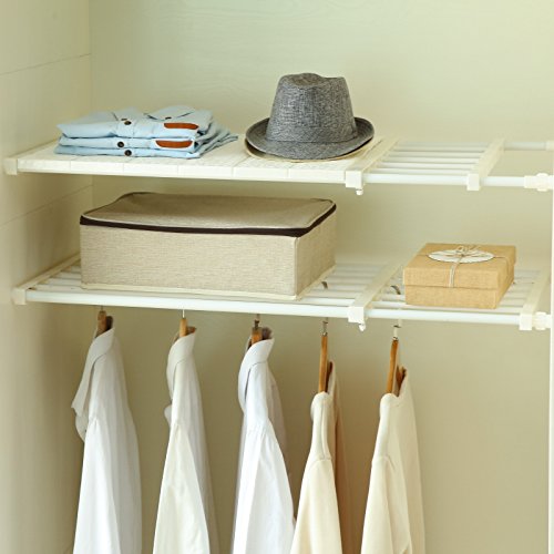 APSOONSELL Adjustable Storage Rack Tension Shelf Closet Expandable Closet Shelf Rod for Wardrobe, Kitchen, Bookcase