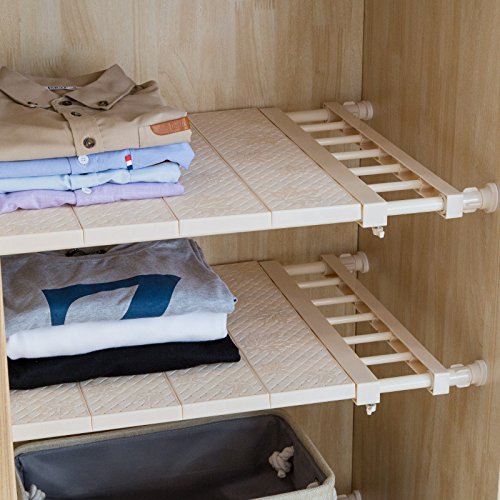 APSOONSELL Adjustable Storage Rack Tension Shelf Closet Expandable Closet Shelf Rod for Wardrobe, Kitchen, Bookcase