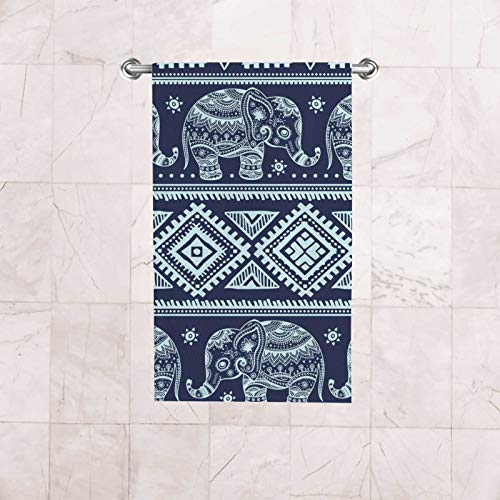 Vantaso Bath Hand Towels Set of 2 Vintage Ethnic Elephants,Soft Absorbent Washcloths Towel for Bathroom Kitchen Hotel Gym Spa