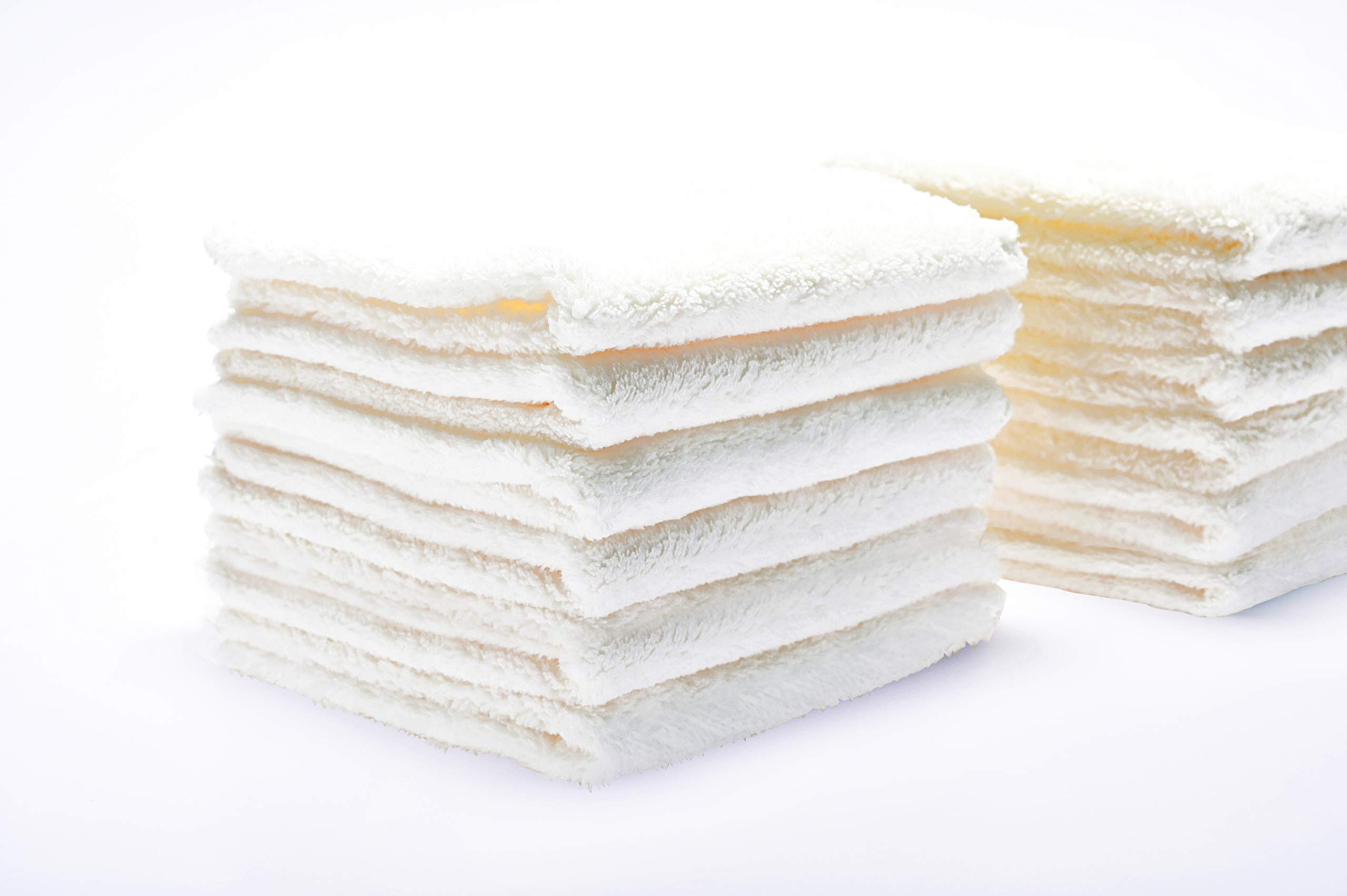 Kyapoo Baby Washcloths 12 Pack 12x12 Inches Microfiber Coral Fleece Extra Absorbent and Soft for Newborns, Infants and Toddlers-White