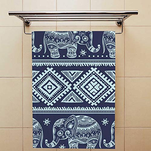 Vantaso Bath Hand Towels Set of 2 Vintage Ethnic Elephants,Soft Absorbent Washcloths Towel for Bathroom Kitchen Hotel Gym Spa