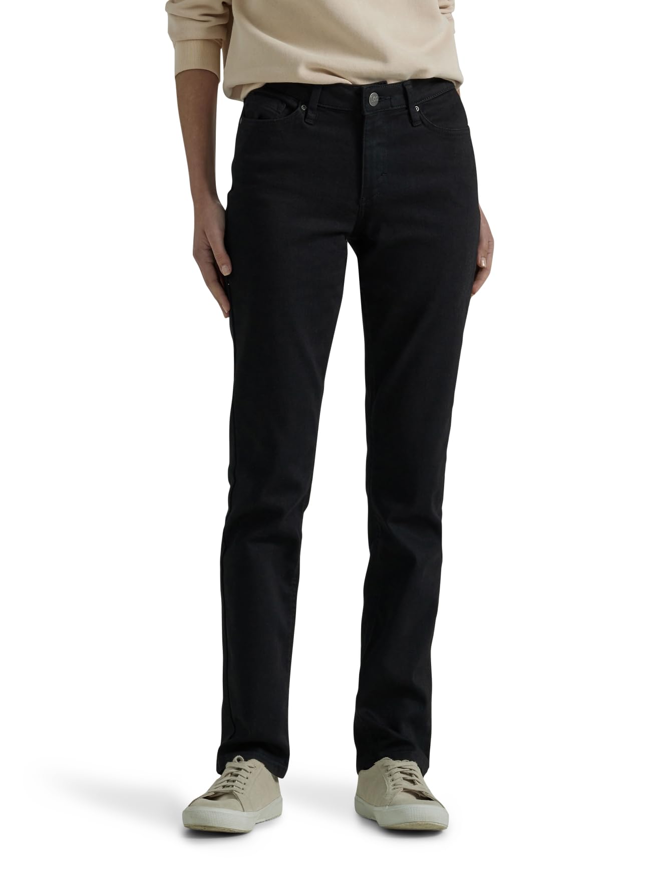 Lee Women's Legendary Mid Rise Straight Leg Jean Black 4 Short