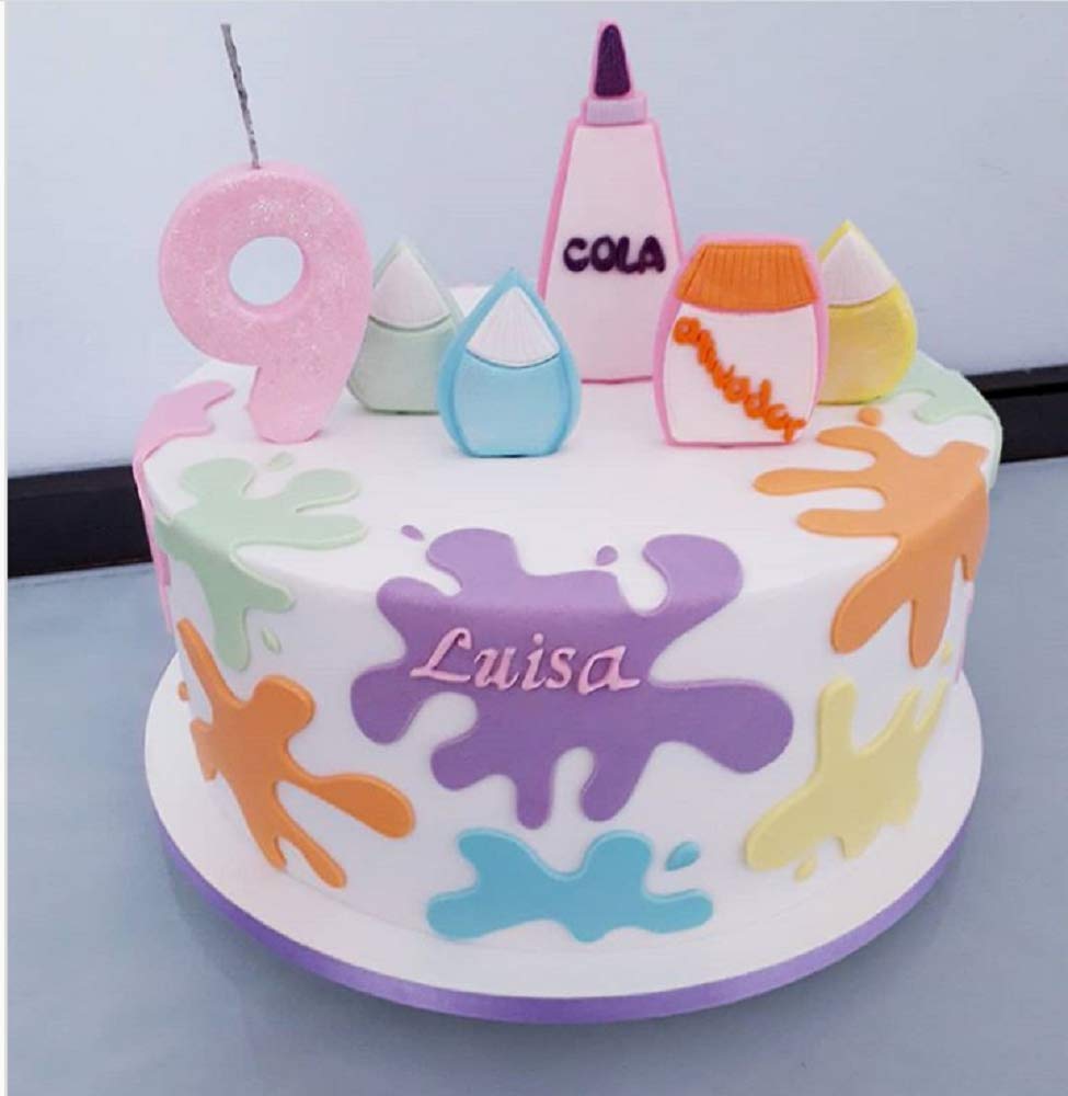 4 PCS Slime Cake Mold Slime Birthday Cake Decorations Slime Theme Party Supplies Slime Queen Cake Topper for Art Theme Party