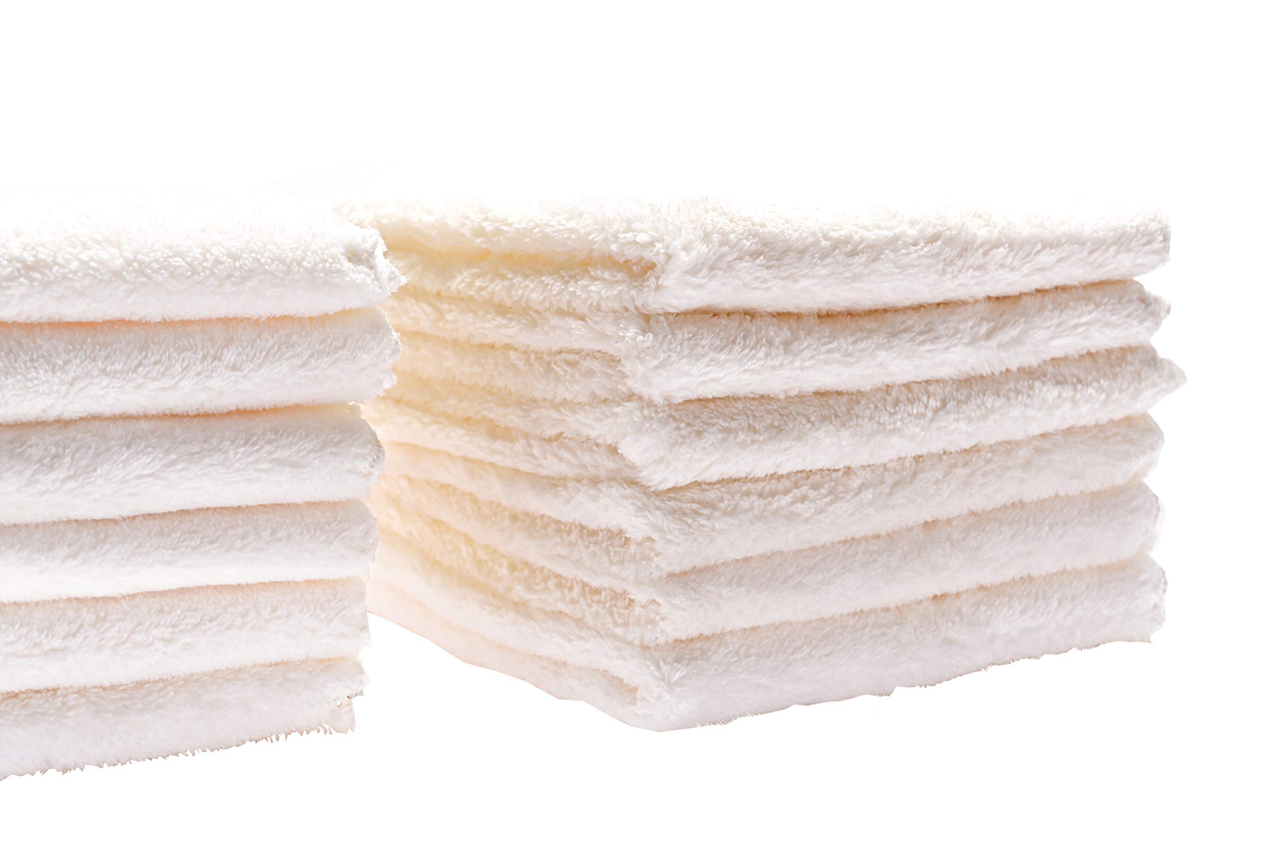 Kyapoo Baby Washcloths 12 Pack 12x12 Inches Microfiber Coral Fleece Extra Absorbent and Soft for Newborns, Infants and Toddlers-White