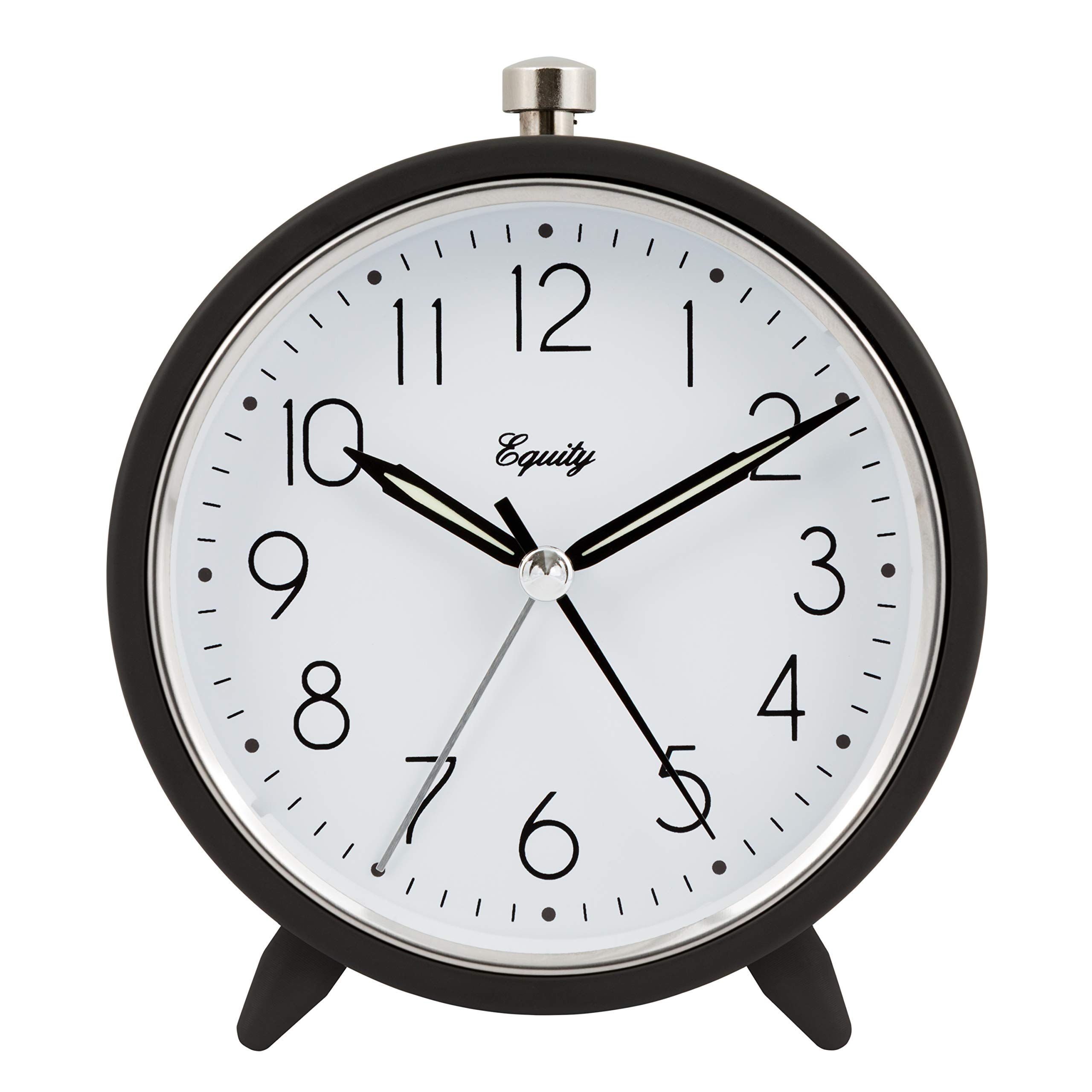 Equity 20091 5 Inch Silent Sweeping Quartz Metal Alarm Clock, Dark Gray