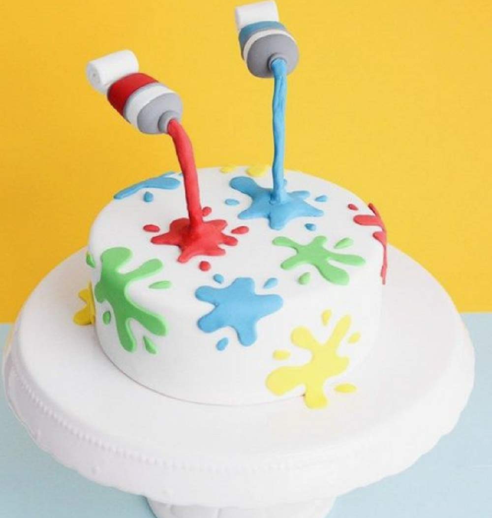 4 PCS Slime Cake Mold Slime Birthday Cake Decorations Slime Theme Party Supplies Slime Queen Cake Topper for Art Theme Party