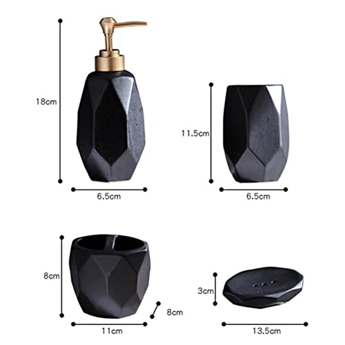 JINYISI Bathroom Accessory Set,5 Piece Ceramic Bathroom Accessories Set,Toothbrush Holder Set,Bathroom Sets Accessories (Black/White)