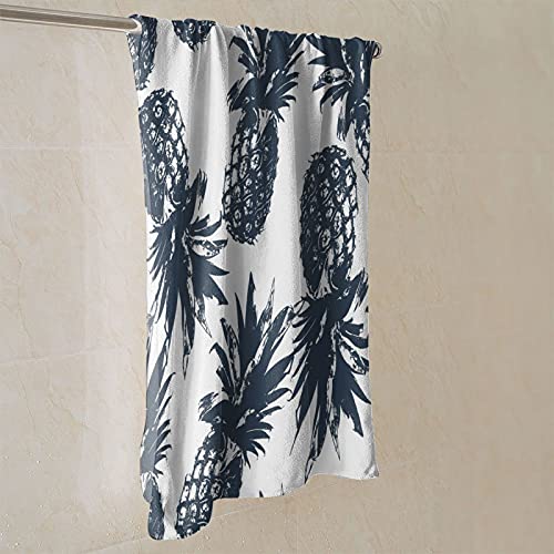 Dark Blue Pineapple Hand Towel Watercolor Summer Fruit Face Towel Soft Fingertip Graphic Hand Towels for Bathroom Kitchen Hotel Yoga & Gym 27.5 X 15.7'