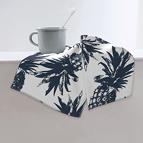 Dark Blue Pineapple Hand Towel Watercolor Summer Fruit Face Towel Soft Fingertip Graphic Hand Towels for Bathroom Kitchen Hotel Yoga & Gym 27.5 X 15.7'