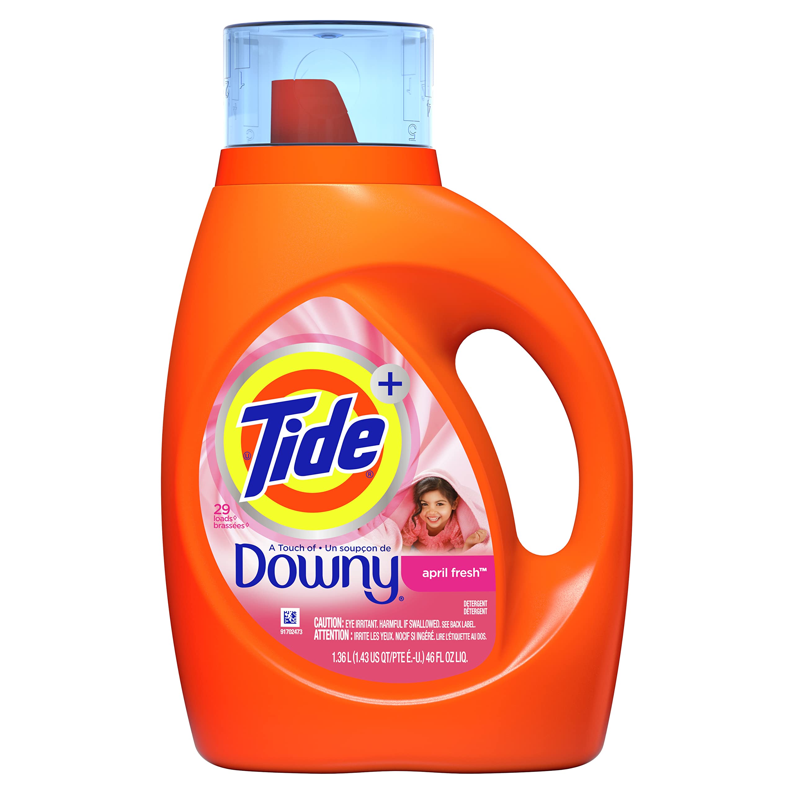 Tide Plus Downy Laundry Detergent Liquid Soap, April Fresh, 46 Fl Oz 29 Loads, 46 Fl Oz