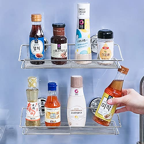 Queta Strong Suction Cup Shower Caddy Bath Shelf Storage with 3 Hooks, Wall Mounted Bathroom Organizer Stainless Steel shower Rack for Shampoo Conditioner Razor, Rectangle Basket for Kitchen Storage